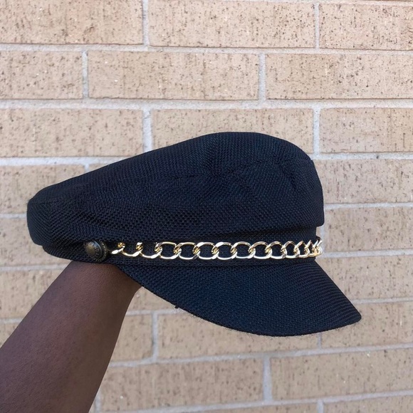 Accessories | Black Gold Chain Preppy Messenger Cadet Newsboy Baker Boy ...